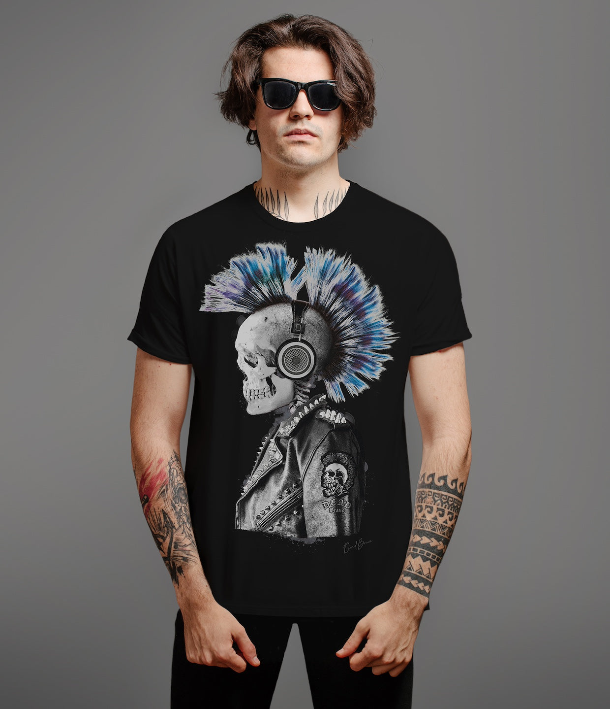 DEAD BRAVE - Punked Skull T-Shirt, Black – Poulson Creative Customs